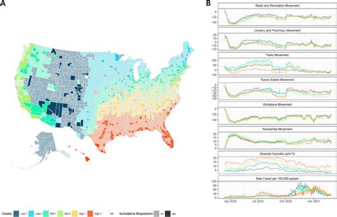 A Map Of Us Counties And Their Respective Absolute Humidity Clusters