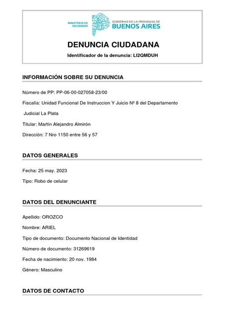 Denuncia Robo Celular Ari 2023 Pdf