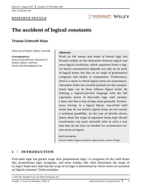 The Accident Of Logical Constants Pdf Logic First Order Logic