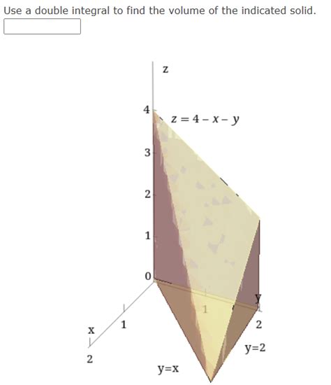 Solved Use A Double Integral To Find The Volume Of The Chegg