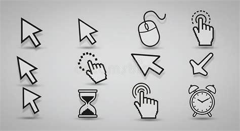 Collection Of Various Computer Mouse Cursors And Pointing Icons For