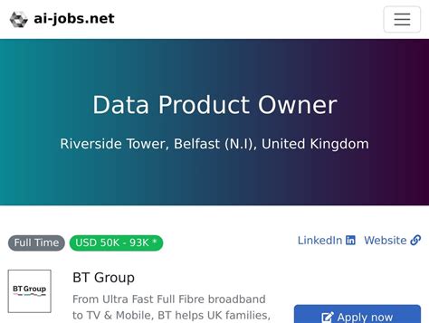 [hiring] data product owner in riverside tower belfast n i united