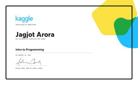 Jagjot Arora On Linkedin Jagjot Arora Completed The Intro To Programming Course On Kaggle