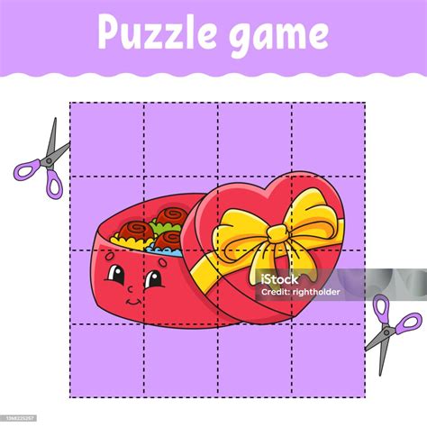 아이들을위한 퍼즐 게임 워크시트를 개발하는 교육 아이들을위한 학습 게임 색상 활동 페이지입니다 발렌타인 데이 유치원에 대한 수수께끼 만화 스타일의 격리 된 벡터 그림입니다