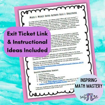 Composition Of Functions Word Problems Introduction Activity TPT