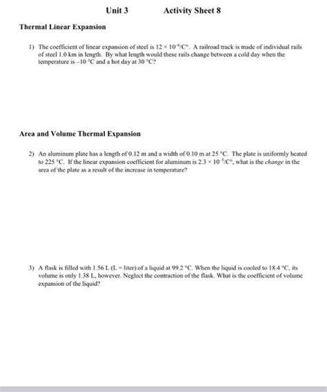 solved transcribed image text 1 the coefficient of linear expansion of 1 answer