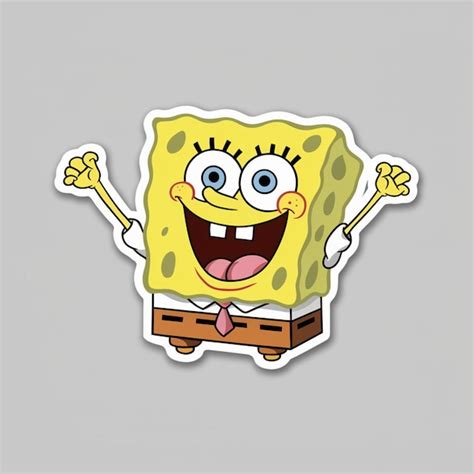 Premium Vector Spongebob Squarepants Sticker Adorning A Plain Background