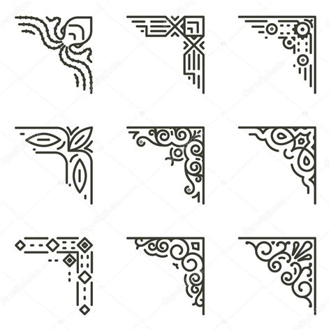 Vector Calligraphic Line Corners For Vintage Frames Stock Vector Image