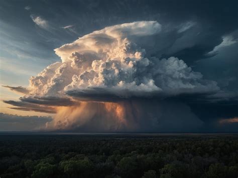 Natures Deluge A Massive Cloud Transforming Into Rainfall On Earth Premium Ai Generated Image