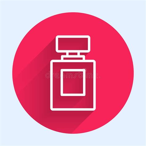 White Line Perfume Icon Isolated With Long Shadow Background Red
