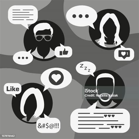친구들과 채팅 채팅하는 사람들의 흑백 아이콘입니다 채팅의 감정 Brand Name Online Messaging Platform에 대한 스톡 벡터 아트 및 기타 이미지