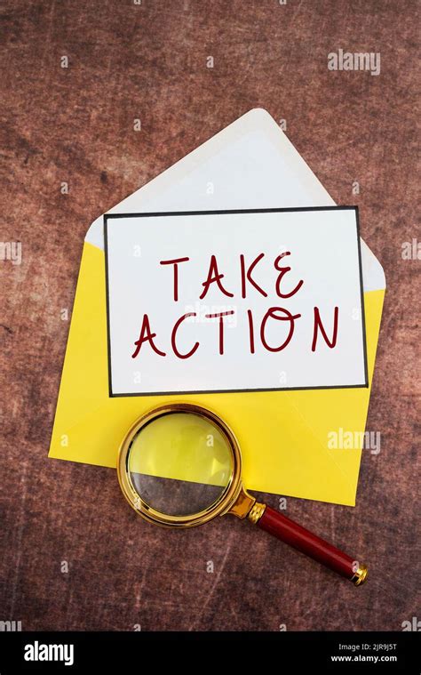 Hand Writing Sign Take Action Word Written On Supporting What You Say Not Just Words But