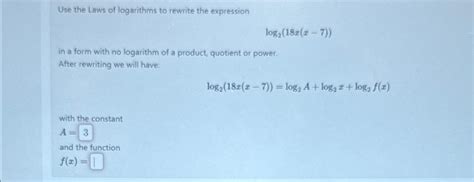 solved use the laws of logarithms to rewrite the