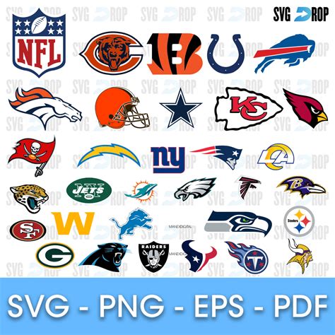 Nfl Team Logo Bundle Svg Cricut Cut Files Svg Drop