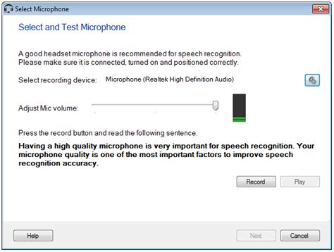 Dictation Pro Microphone Setup Wizard