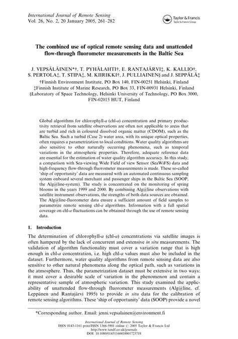 Pdf The Combined Use Of Optical Remote Sensing Data And Unattended Flow Through Fluorometer