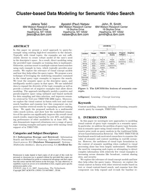 pdf cluster based data modeling for semantic video search