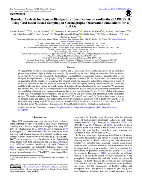 Pdf Bayesian Analysis For Remote Biosignature Identification On Exoearths Barbie Ii Using