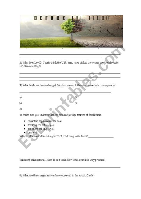 Before The Flood Worksheet Educational Worksheet