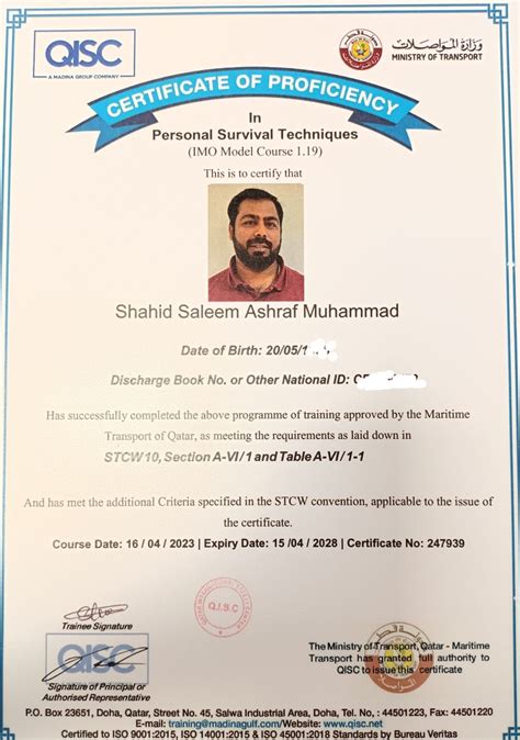 Successfully Completed The Training In Personal Survival Techniques