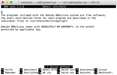 raspberry pi ssh login nachricht anpassen motd indibit de