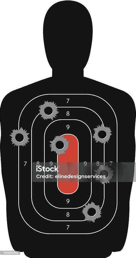 Silhouette Shooting Range Gun Target With Bullet Holes向量圖形及更多側面像圖片 Istock