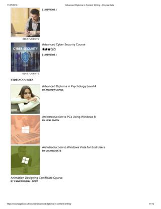 Advanced Diploma In Content Writing Course Gate PDF Educational Assessment Education