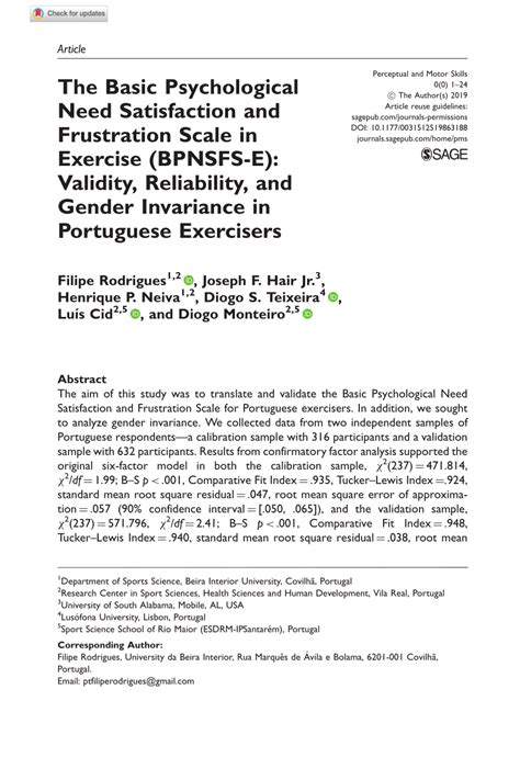 Pdf The Basic Psychological Need Satisfaction And Frustration Scale In Exercise Bpnsfs E