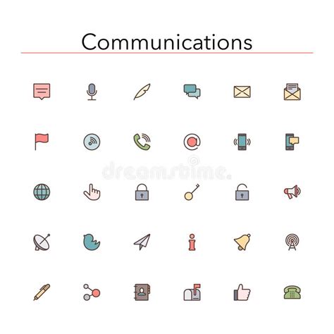 Communications Colored Line Icons Stock Vector Illustration Of Object Communications Colored Line Icons Stock Vector Illustration Of Object