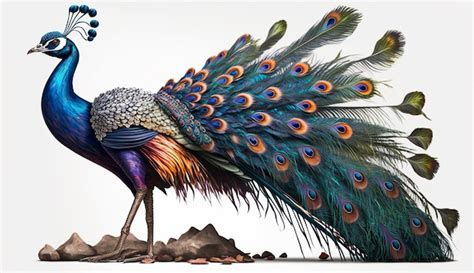 Premium Ai Image Photo Of A Colorful Peacock On A White Background