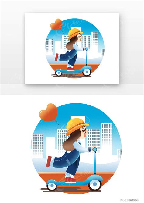 小孩子滑板车主题插画图片下载红动中国
