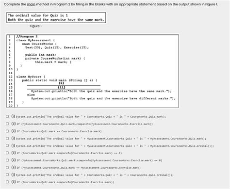complete the main method in program 2 by filling in the blanks with an appropriate statement