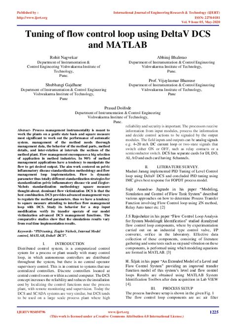 Pdf Ijert Tuning Of Flow Control Loop Using Deltav Dcs And Matlab