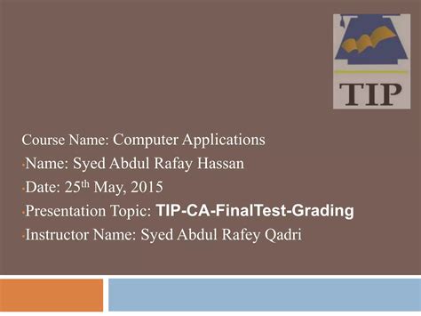 Tip Syed Abdul Rafay Hassan Presesntaion Pptx