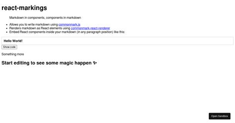 react markings examples codesandbox