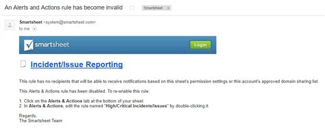 invalid alert notification — smartsheet community