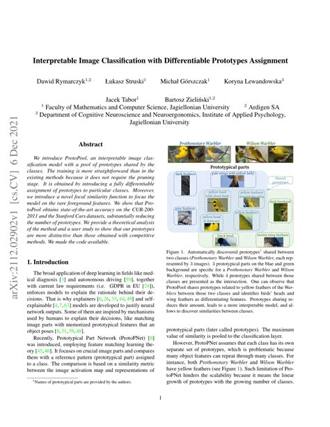Pdf Interpretable Image Classification With Differentiable Prototypes Assignment