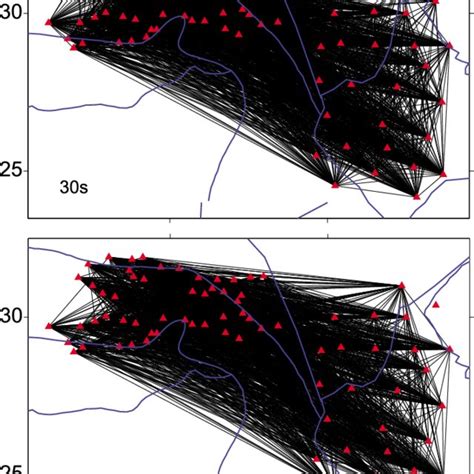 ray path coverage at 30 and 100 s the number of raypaths at 30 and 100