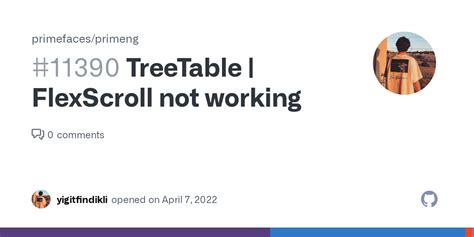 TreeTable FlexScroll Not Working Issue Primefaces Primeng GitHub