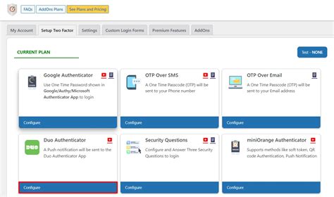 duo authenticator setup for two factor authentication wordpress 2fa
