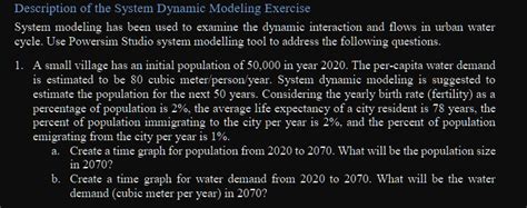 Description Of The System Dynamic Modeling Exercise Chegg