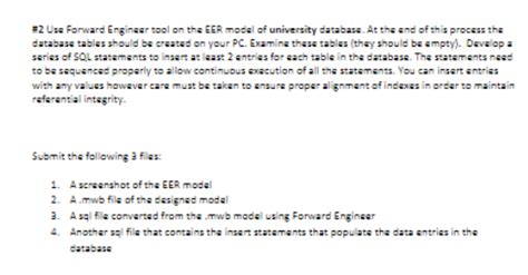 Solved Database Design Lab 1 Create A Mysql Model And Ger