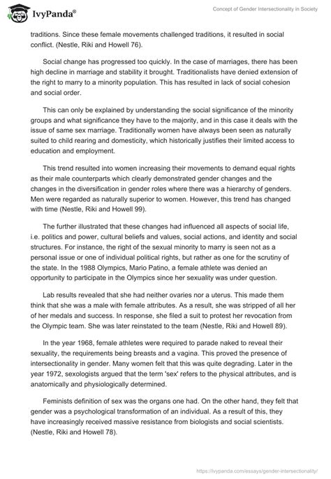 Concept Of Gender Intersectionality In Society 1801 Words Essay Example