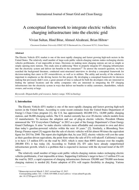 Pdf A Conceptual Framework To Integrate Electric Vehicles Charging Infrastructure Into The