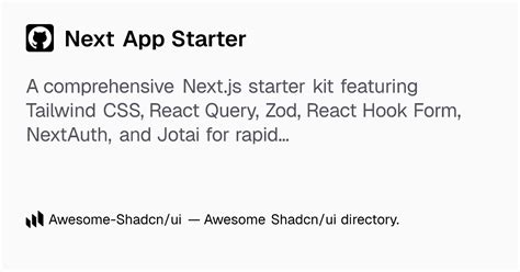Next App Starter Awesome Nextjs Starter Tailwind React Query Zod Nextauth Jotai