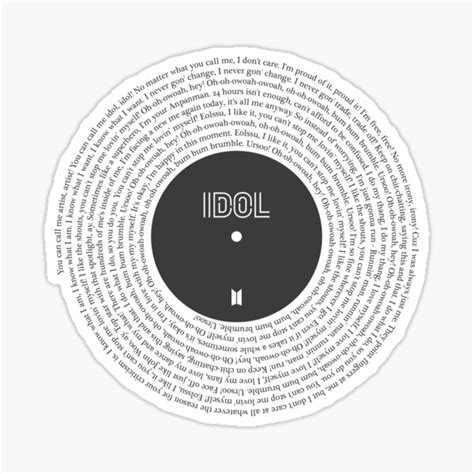 Bts Idol Lyric Vinyl Black Sticker For Sale By Llio Made This Redbubble