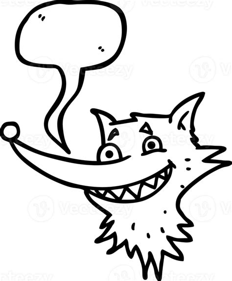 Hand Drawn Speech Bubble Cartoon Grinning Wolf Face Icon 40826139 Png