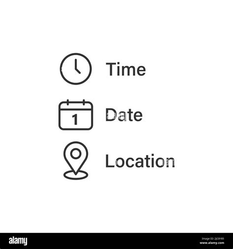 Date Time Location Icon In Flat Style Event Message Vector