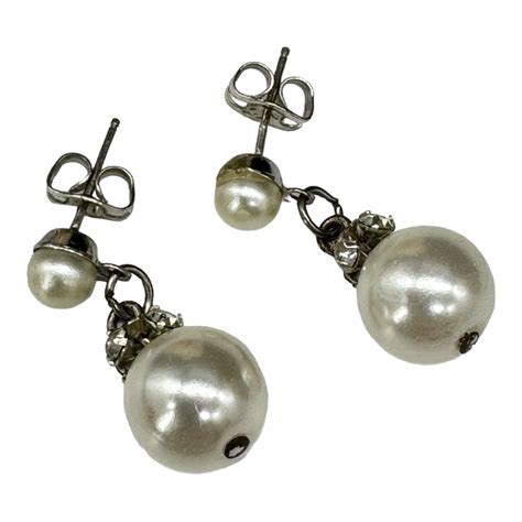 Pierced Faux Pearl Dangle Earrings Vintage Jewerly Collect
