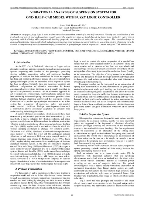 Pdf Vibrational Analysis Of Suspension System For One Half Car Model With Fuzzy Logic Controller